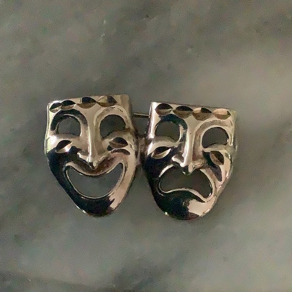 Jewelry | Vintage Comedy Tragedy Sterling Silver Pin | Poshmark